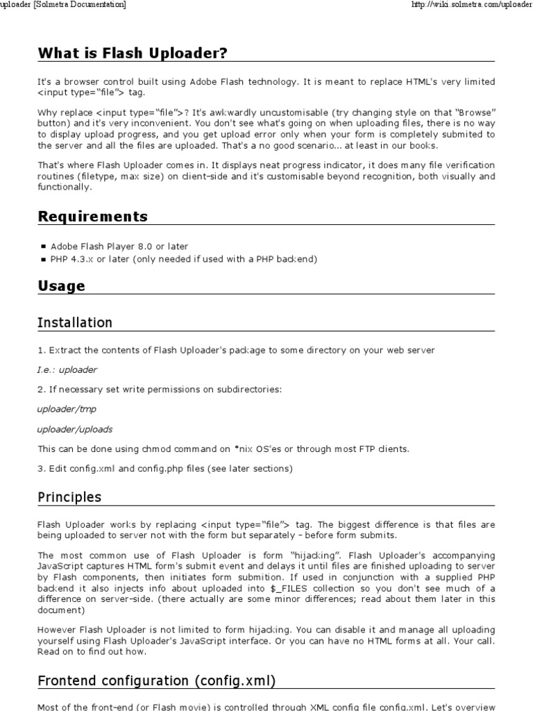 Solmetra Flash Uploader | PDF | Web Server | Internet & Web