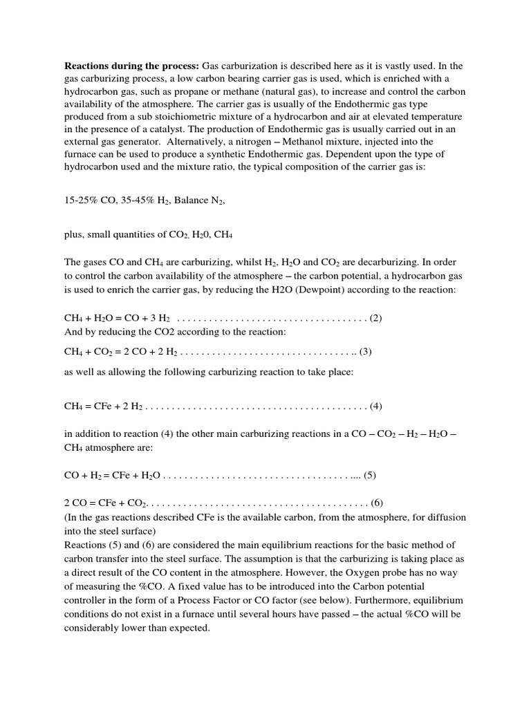 Reactions of Carburization | PDF | Carbon Dioxide | Methane