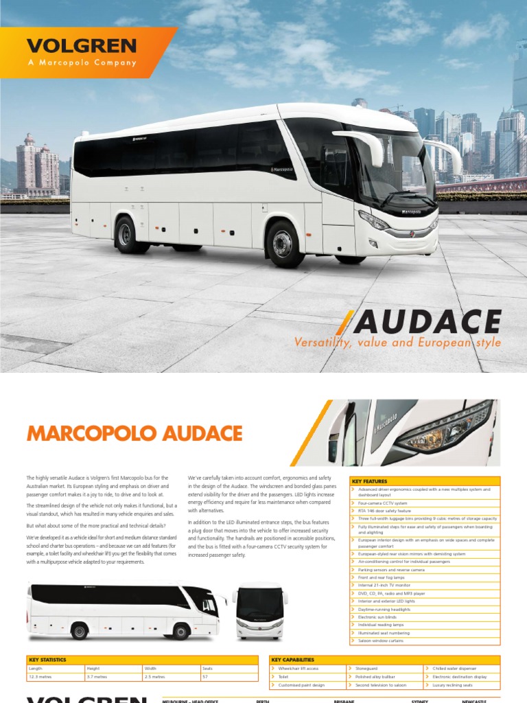 Volgren Audace Brochure Final 291116 WEB | PDF | Bus | Car Body Styles