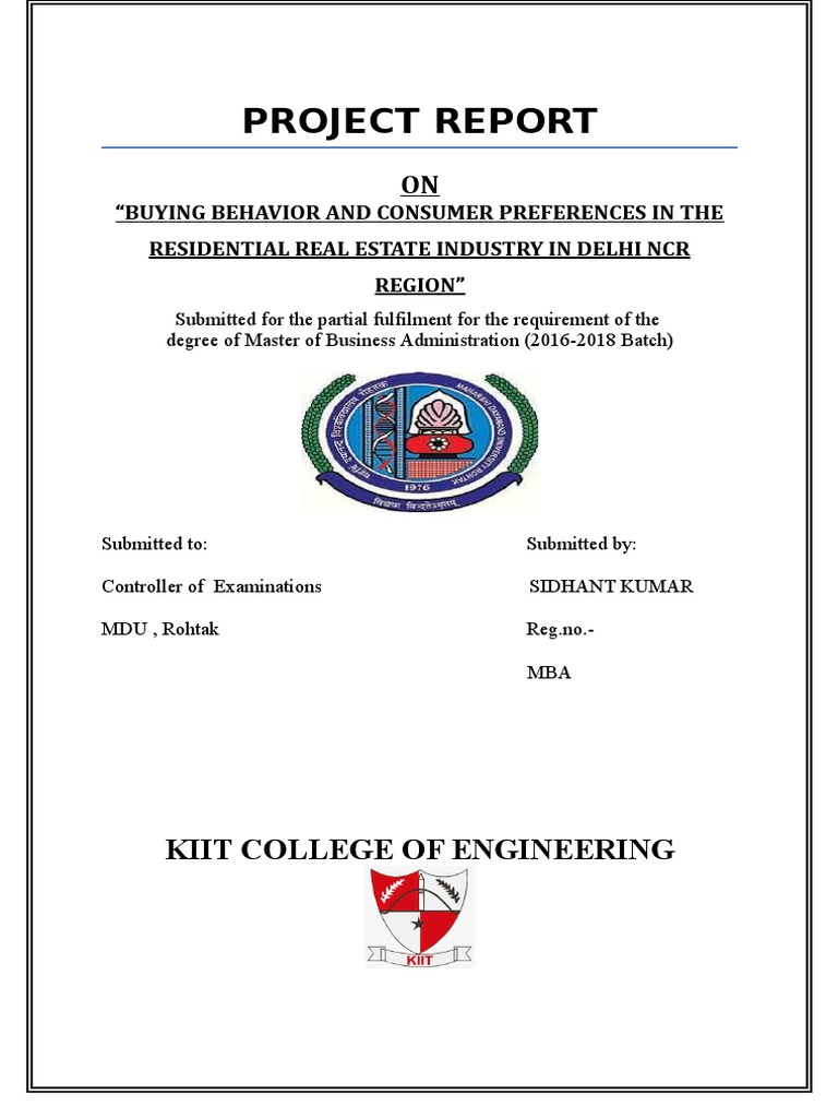Project Report: Kiit College of Engineering | Download Free PDF | Consumer Behaviour | Behavior