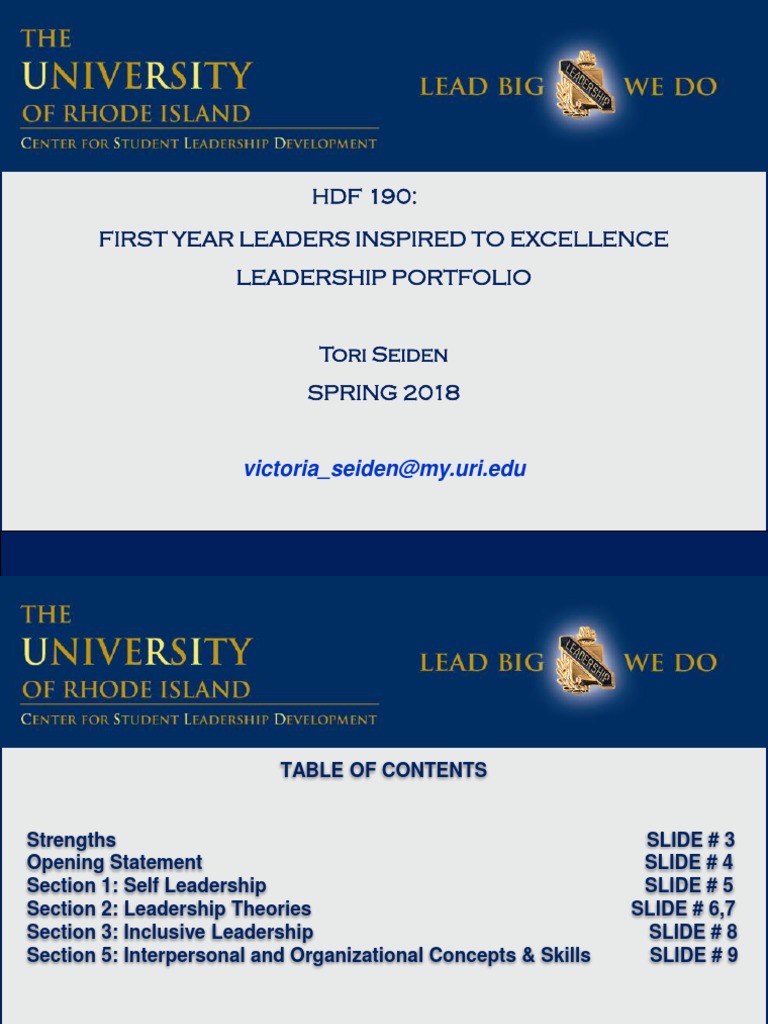 HDF 190: First Year Leaders Inspired To Excellence Leadership Portfolio ...