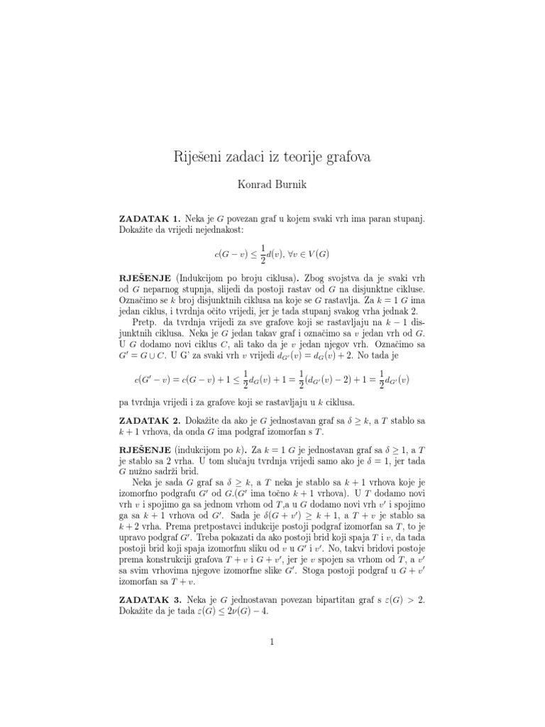 Rijeseni Zadaci Iz Teorije Grafova Bilje PDF | PDF