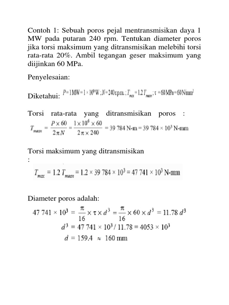 Contoh 1 Perhitungan Poros | PDF