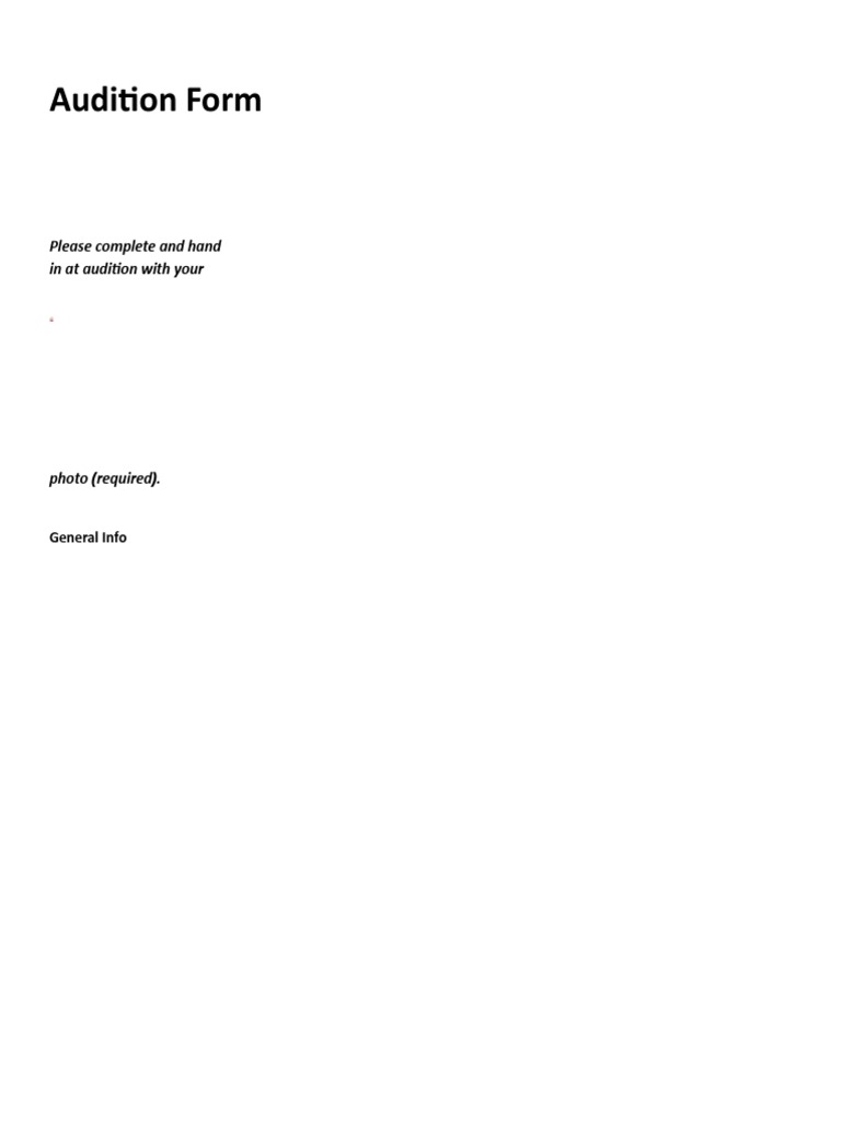 Audition Form for Acting Roles | PDF | Career & Growth | Sports ...
