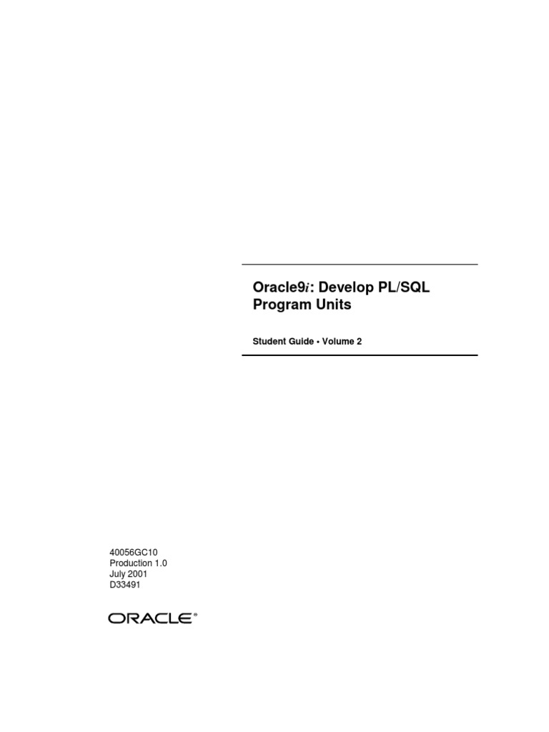 Oracle 9i Plsql Program Units Vol 2 Pdf Subroutine Plsql