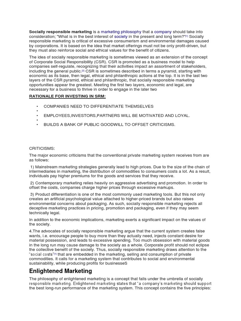 Socially Responsible Marketing | PDF | Microeconomics | Economics