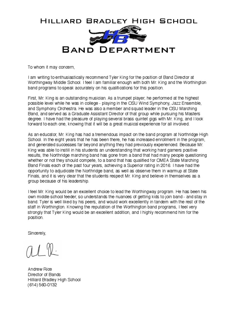 Band Department: Hilliard Bradley High School | PDF