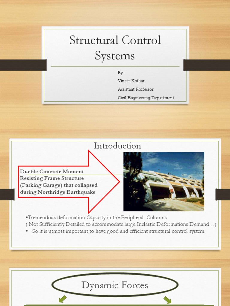 Structural Control Systems: By: Vineet Kothari Assistant Professor ...