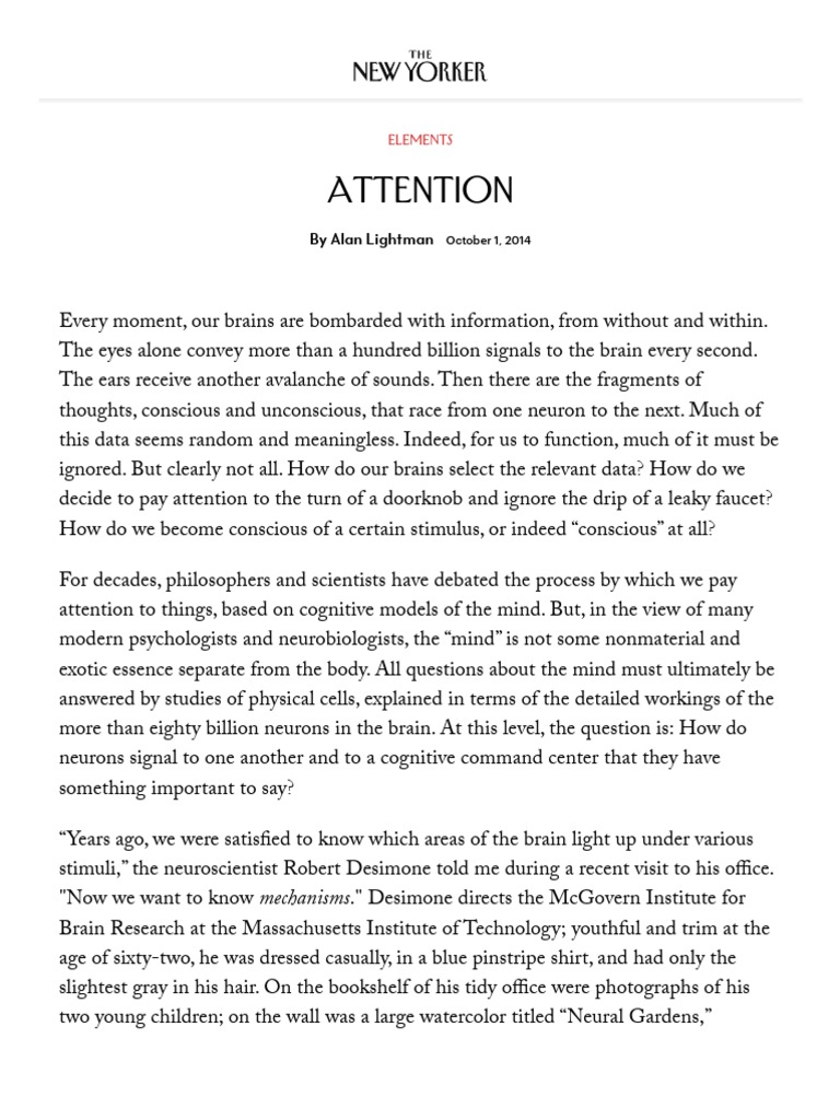Attention Print | PDF | Attention | Mind