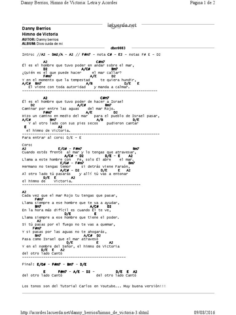 Himno de Victoria: Letra y Acordes de Danny Berríos | PDF | Ocio ...