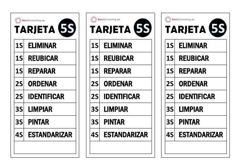 Tarjeta 5s para Imprimir | PDF
