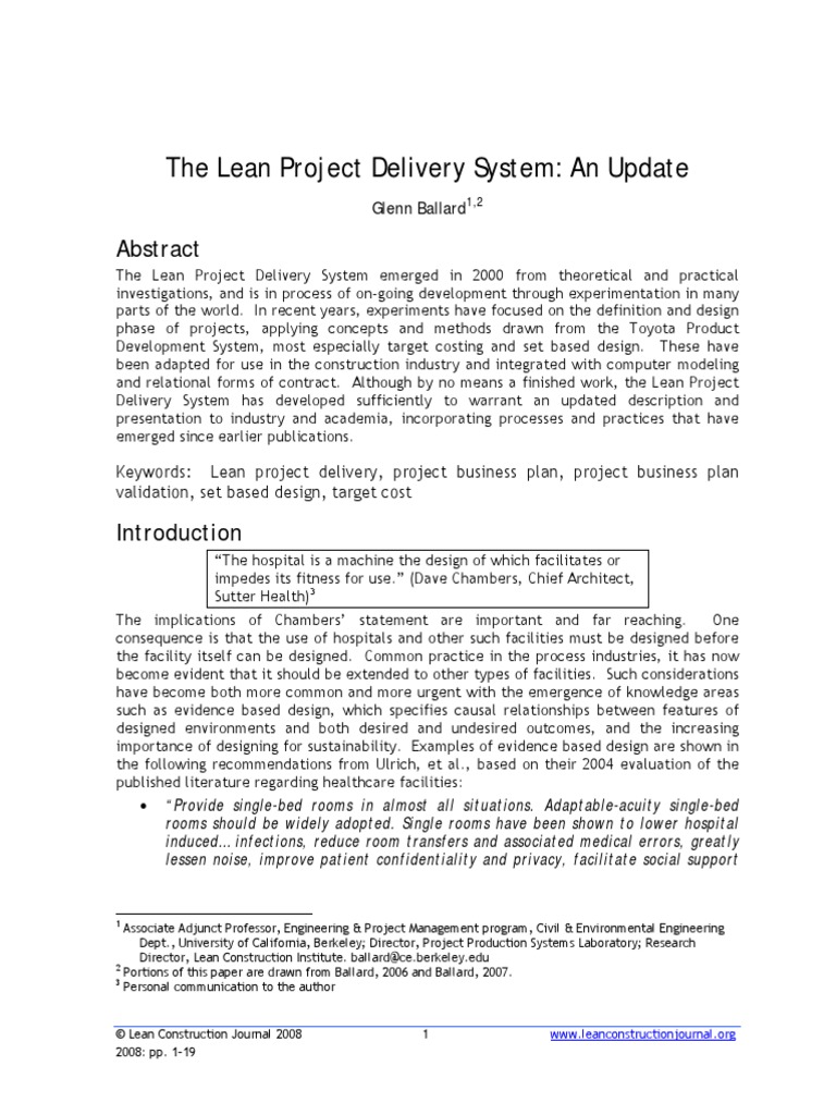 01 The Lean Project Delivery System An Update | PDF | Design | Lean ...