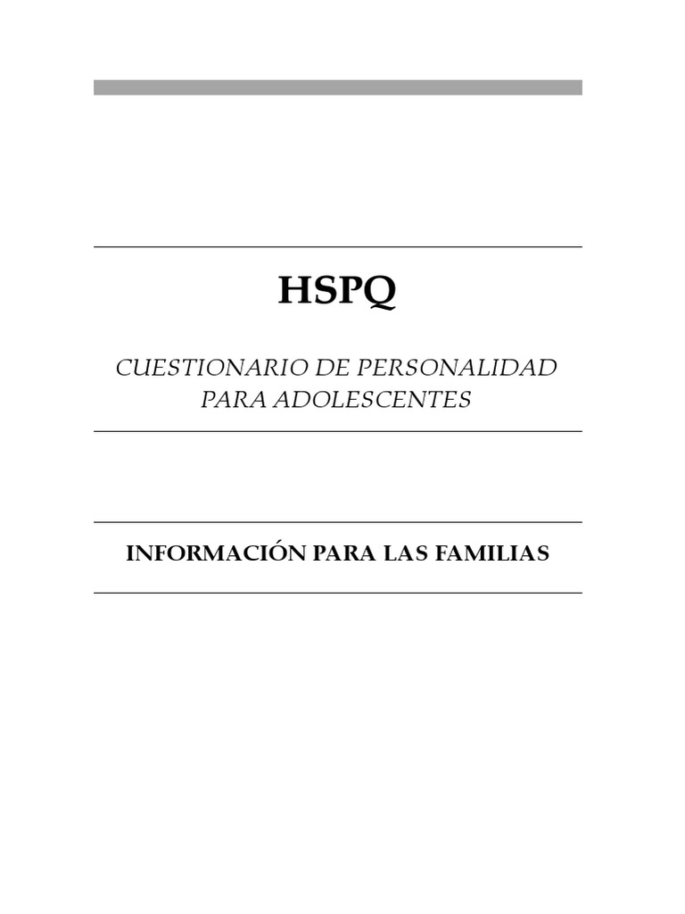 Padres HSPQ | PDF | Adultos | Cuestionario