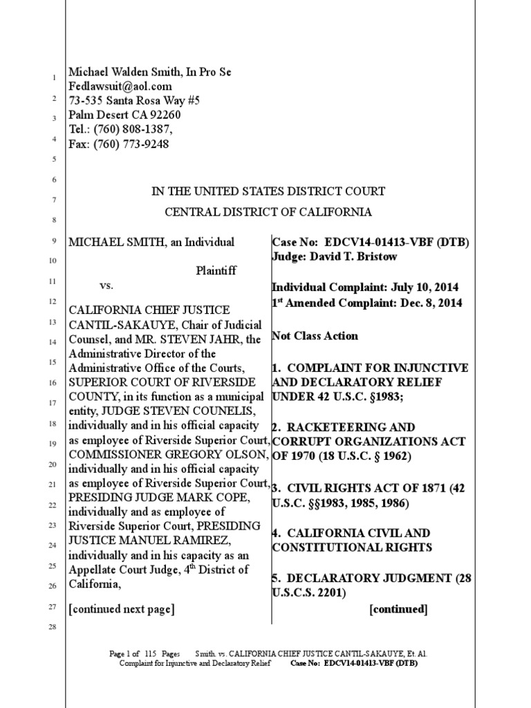 1st Amended Complaint | PDF | Vexatious Litigation | Lawsuit