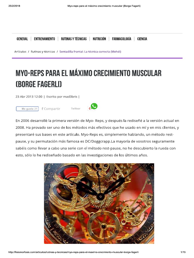 Myo-Reps para El Máximo Crecimiento Muscular Borge Fagerli | PDF ...