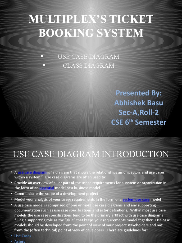 Multiplex Ticket Booking System1 Pdf Use Case Class Computer