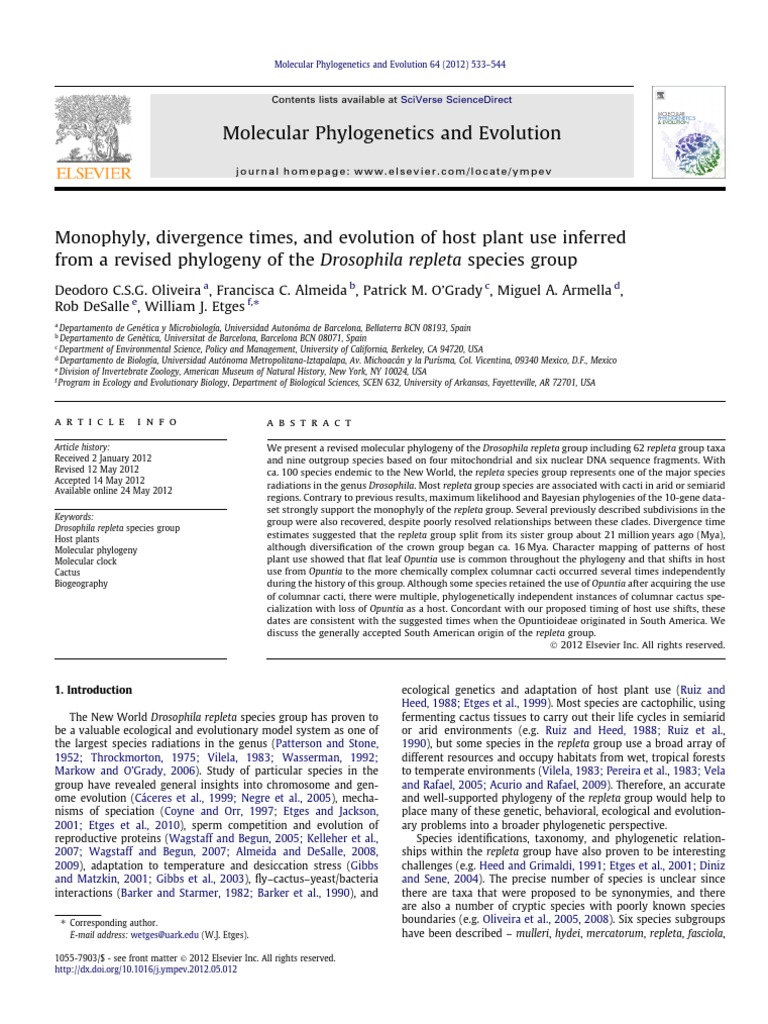 Molecular Phylogenetics and Evolution | PDF | Phylogenetic Tree ...