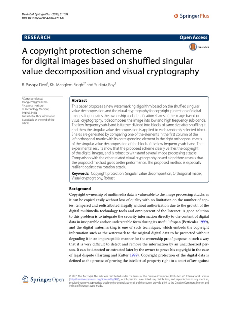 A Copyright Protection Scheme For Digital Images Based On Shffled Singular Value Decomposition ...