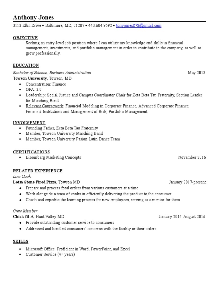 Tony Resume April 12 | PDF