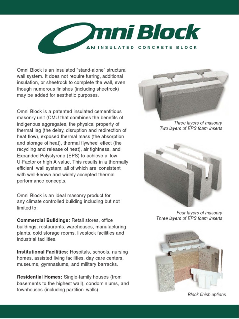 Omni Block: Insulated Wall System | PDF | Polystyrene | Masonry