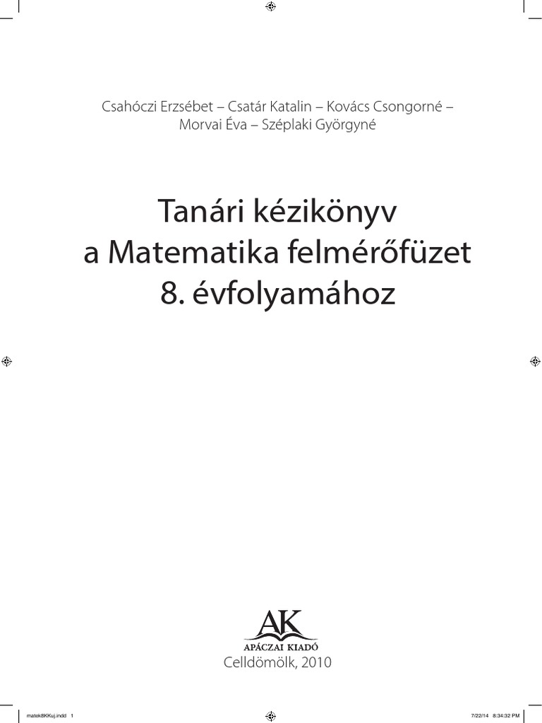 Matek 8 Felmérőfüzet | PDF