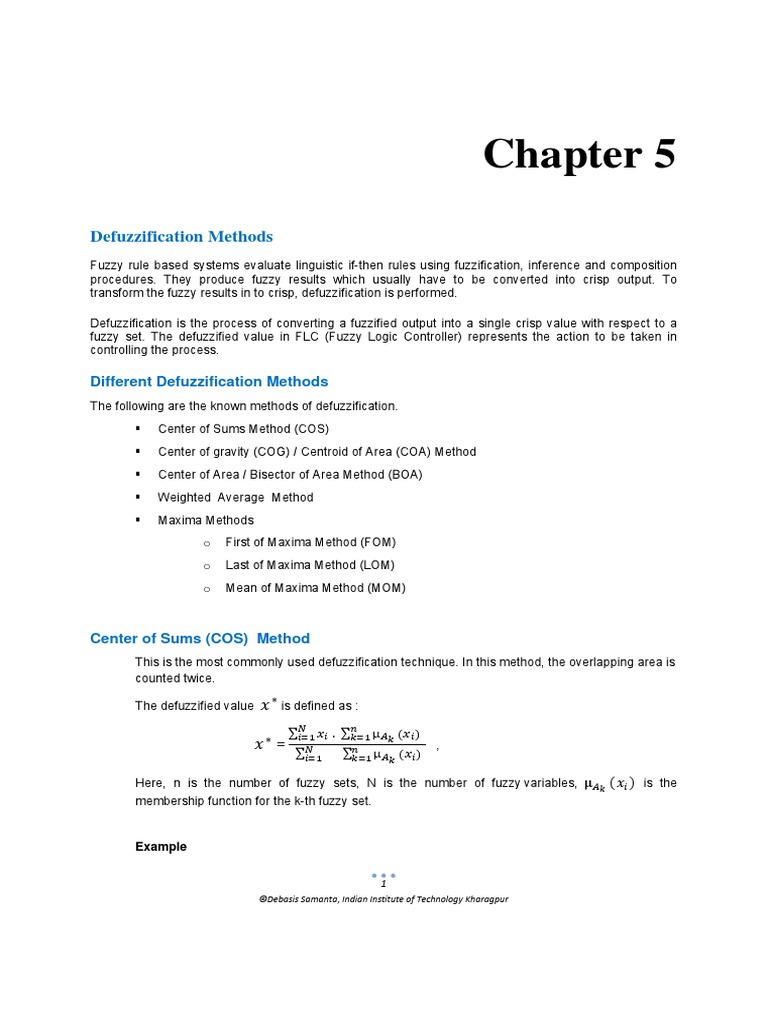 Chapter 5 Defuzzification Methods | PDF | Fuzzy Logic | Maxima And Minima