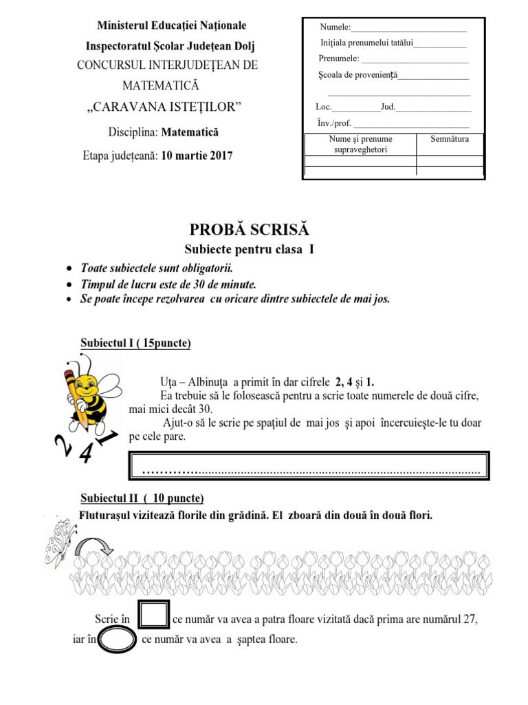 1.subiect Caravana 2017 | PDF