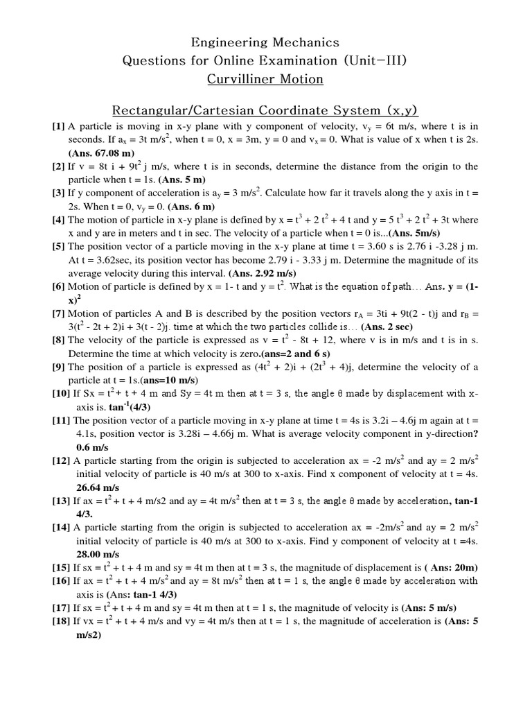 Mcqs Unit III | PDF | Acceleration | Speed