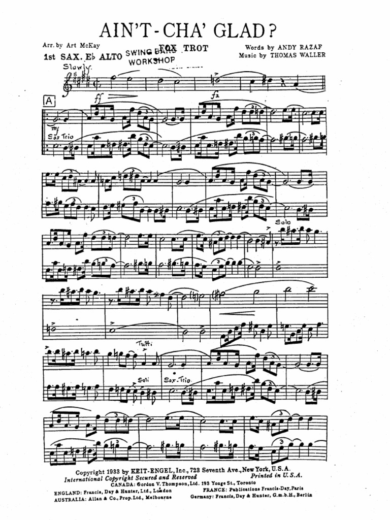 Ain't - Cha' Glad - 6 Horns + Rhythm - McKay | PDF