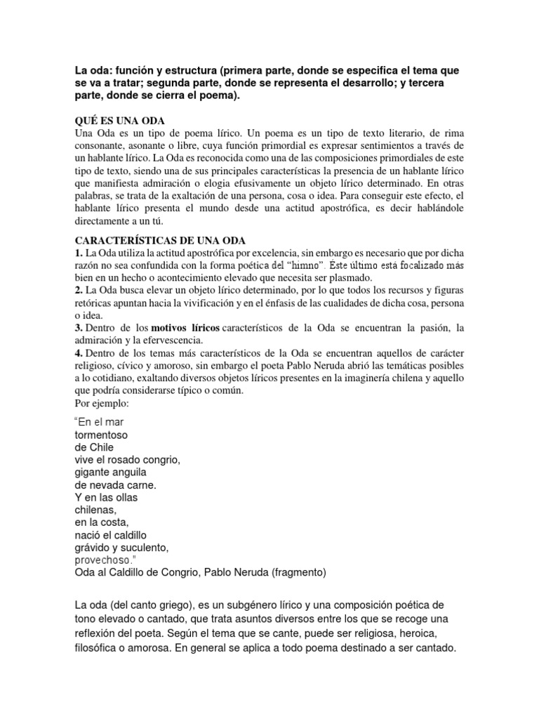 La Oda | PDF | Poesía