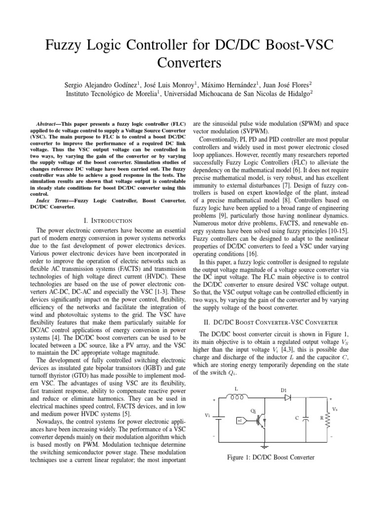 Fuzzy Logic Controller For DC/DC Boost-VSC Converters | PDF | Power Electronics | High Voltage ...