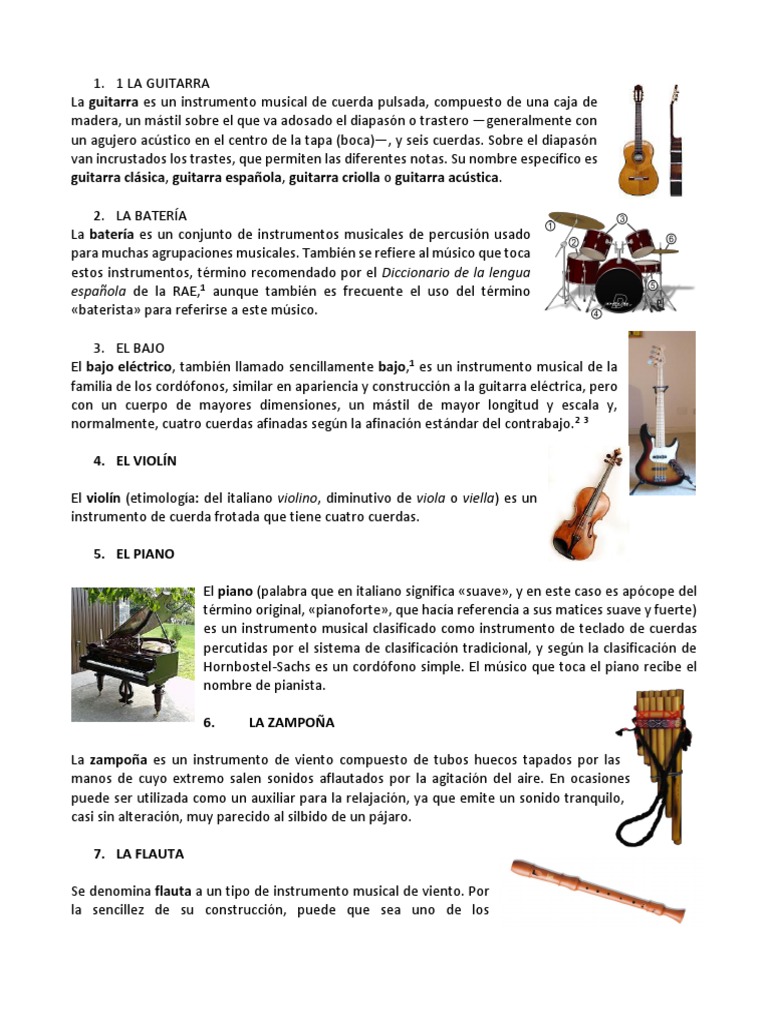 20 Instrumentos Musicales | PDF | Violonchelo | Saxofón