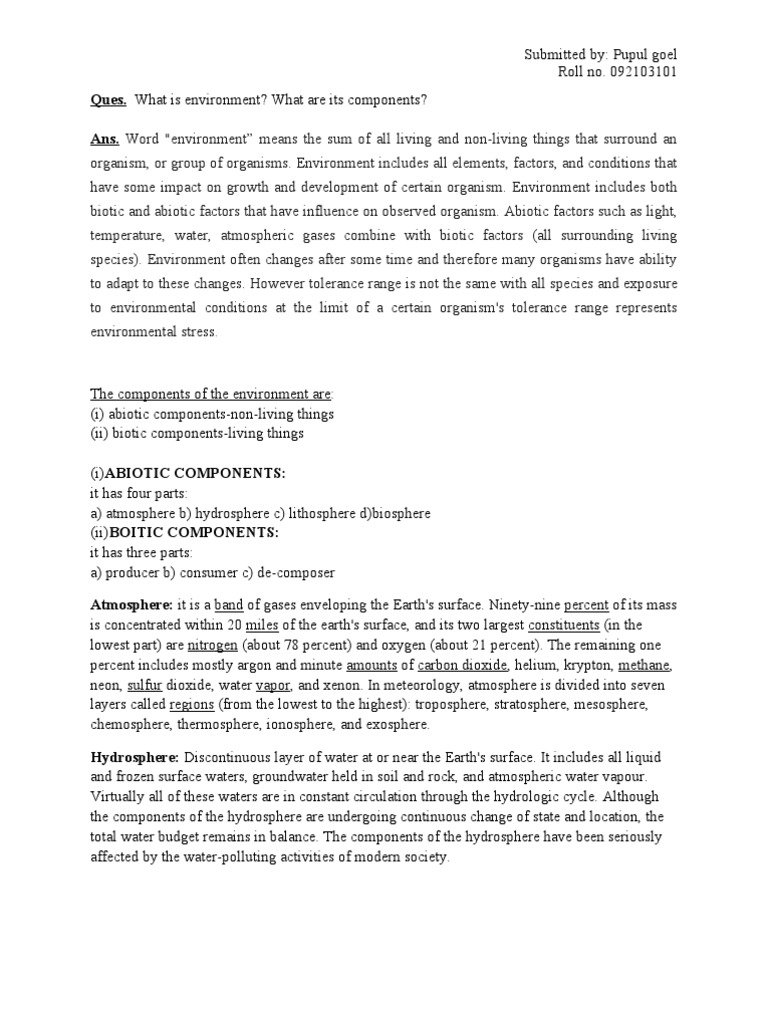 Components of the Environment Explained | PDF | Atmosphere Of Earth ...
