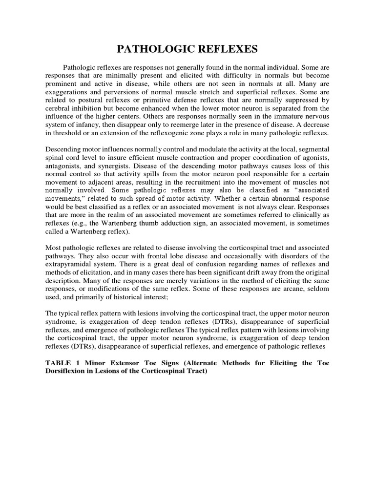 Pathologic Reflexes & Fisiologis | PDF | Anatomical Terms Of Motion | Foot