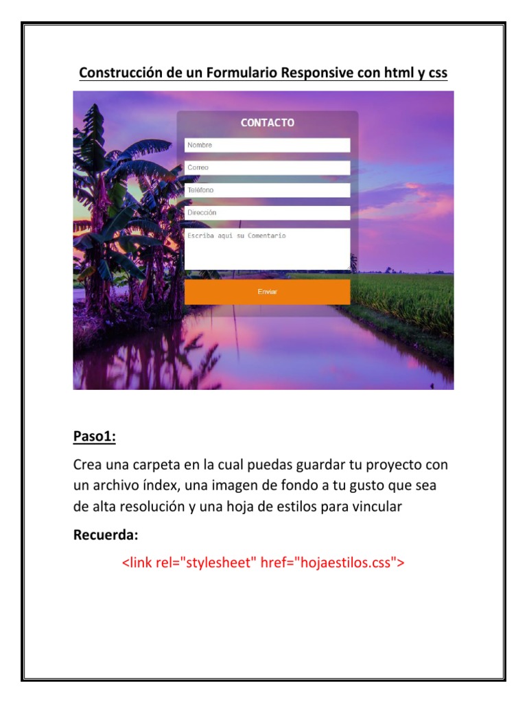 Formulario Responsive Con HTML y Css | PDF