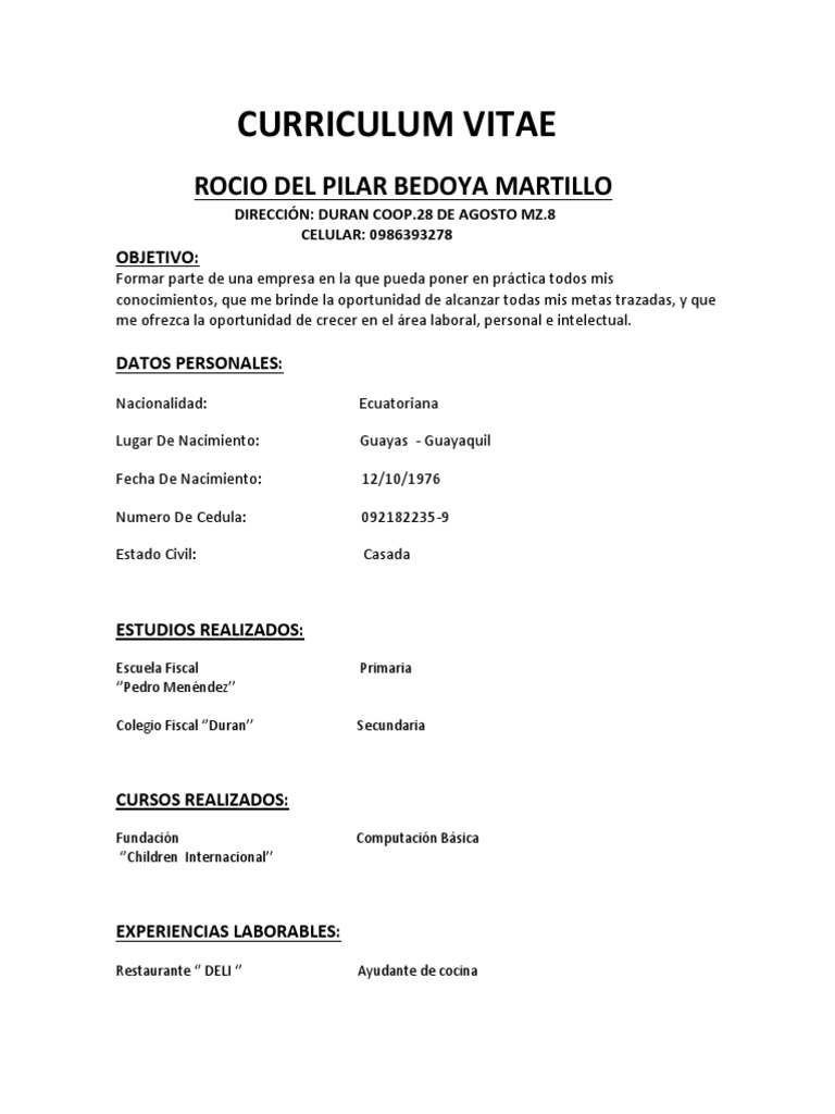 Curriculum Vitae Rocio | PDF