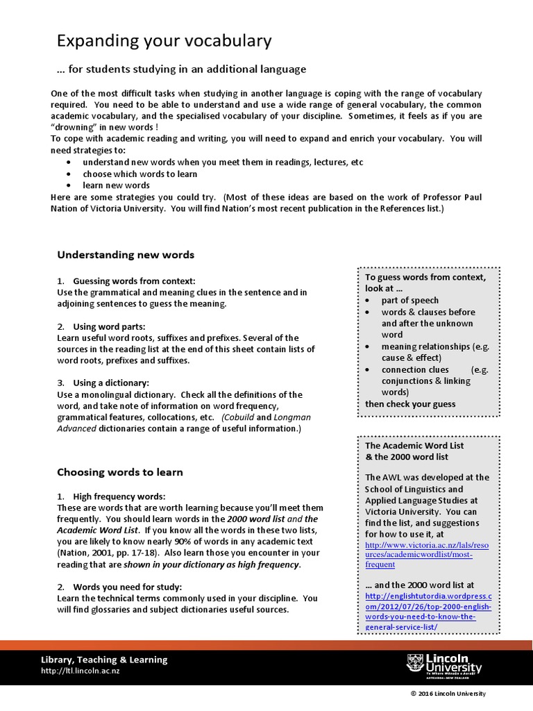 Expanding Your Vocabulary | PDF | Vocabulary | Word