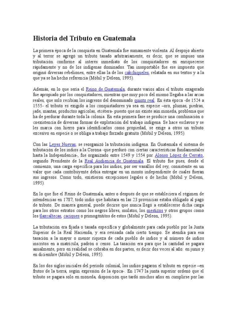 Historia Del Tributo en Guatemala | PDF | Guatemala | Pueblos Indígenas de las Américas