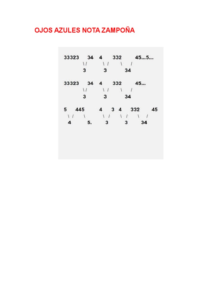 Ojos Azules Nota Zampoña | PDF