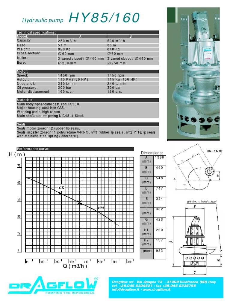 Hydraulic pump technical specifications 250-500 m3/h | PDF | Vehicle ...