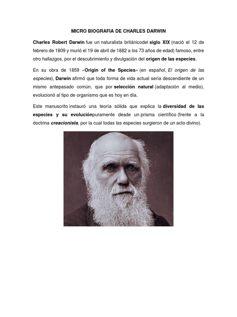 Micro Biografia de Charles Darwin