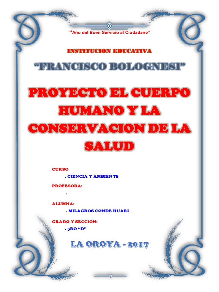 Proyecto El Cuerpo Humano y La Coservacion de La Salud | PDF | El ...