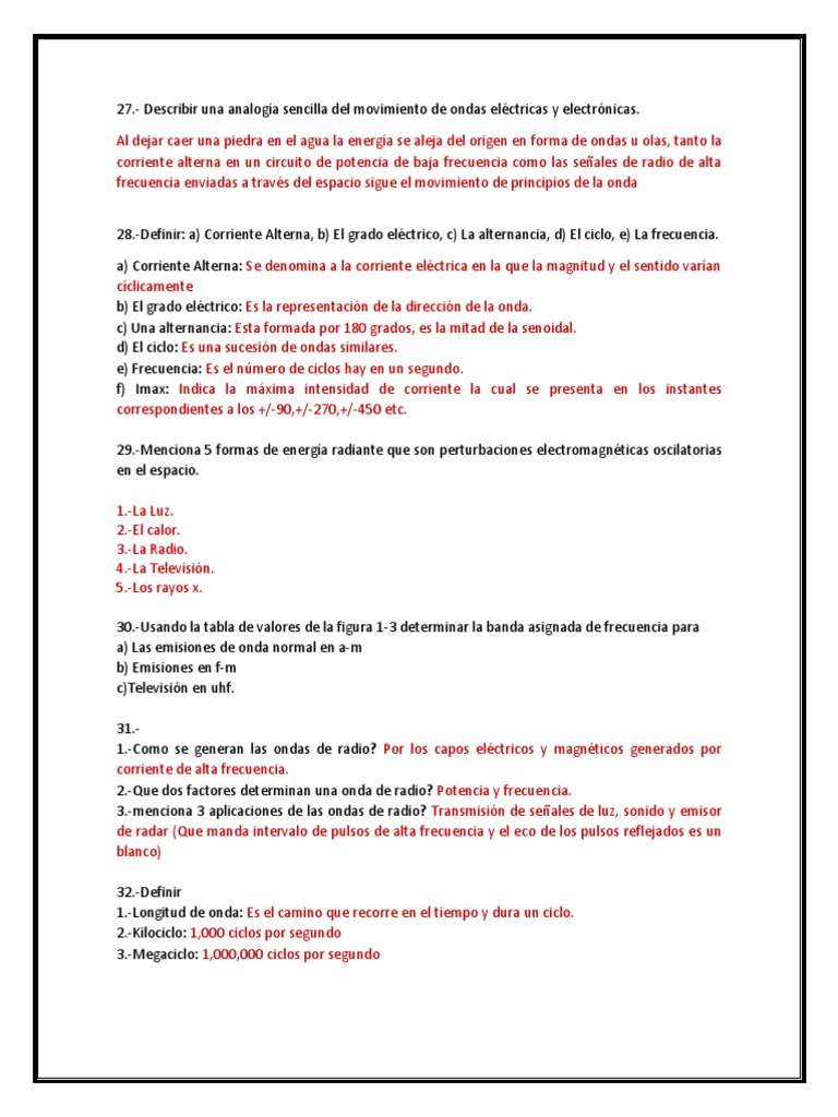 Preguntas de Fundamentos de Electricidad y Electronica | PDF | Sonido ...