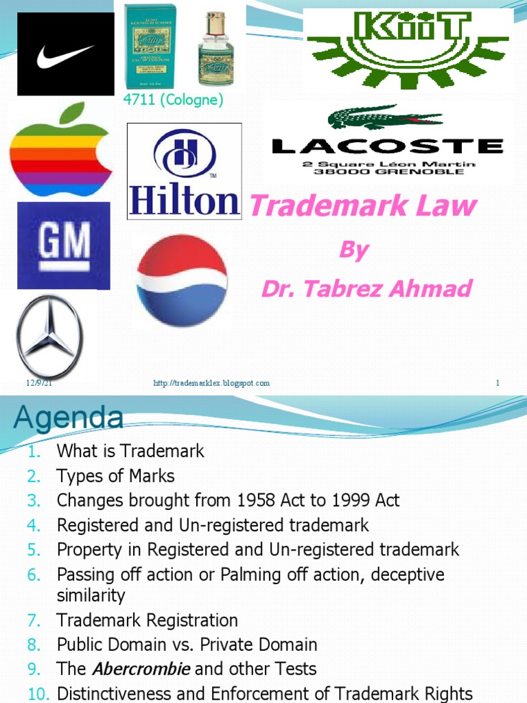 Trademark Law: by Dr. Tabrez Ahmad | PDF | Trademark | Trademark ...