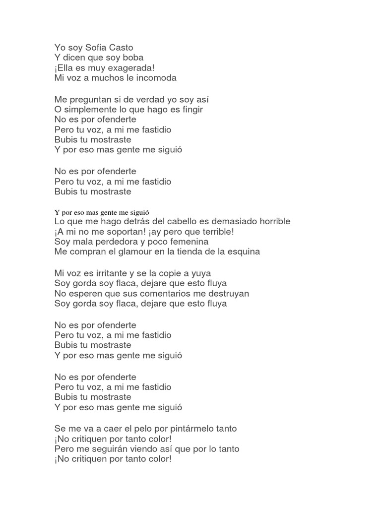 Yo Soy Sofia Casto | PDF