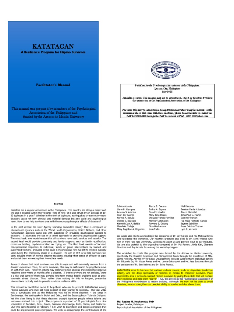 KATATAGAN Program | Download Free PDF | Psychological Resilience ...