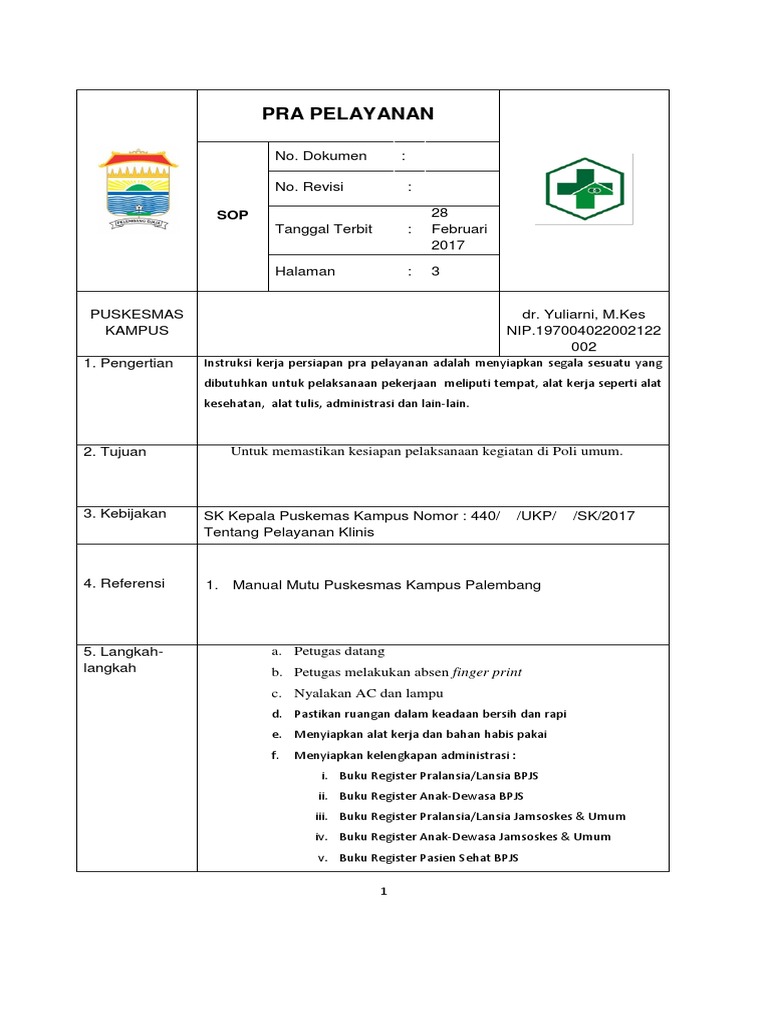 Sop Pra Pelayanan | PDF