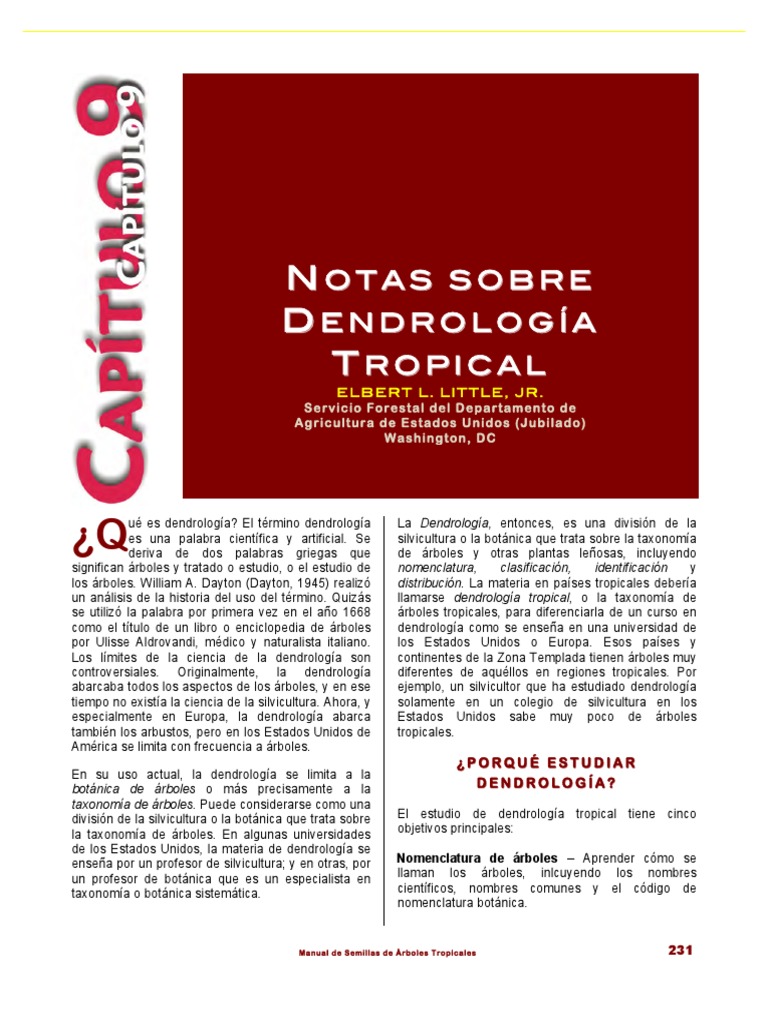 Notas Sobre Dendrologia Tropical PDF | PDF | Botánica | Arboles