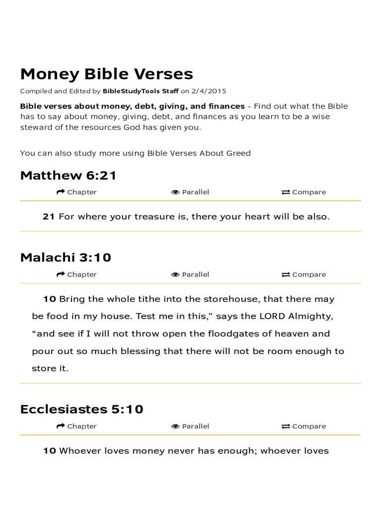 50 Top Bible Verses About Money - Finances and Giving - Scripture ...