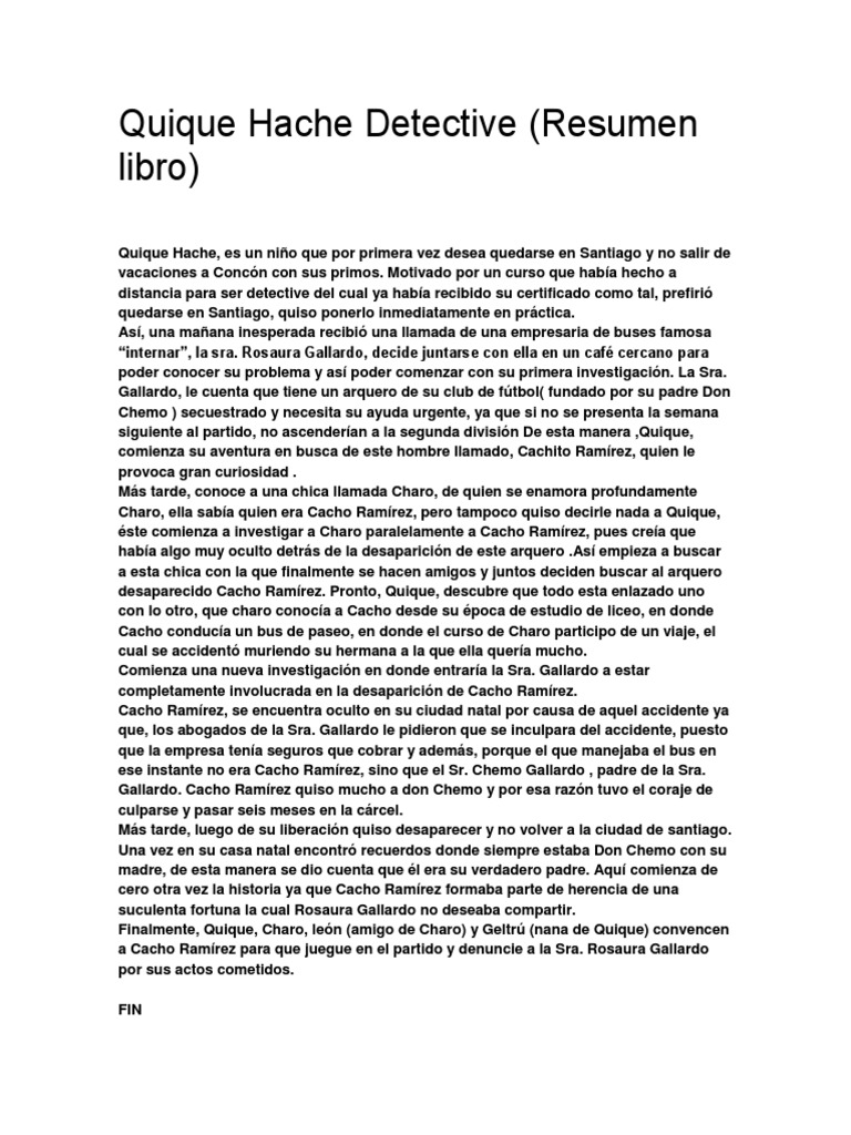 Quique Hache Detective Resumen Libro | Ocio